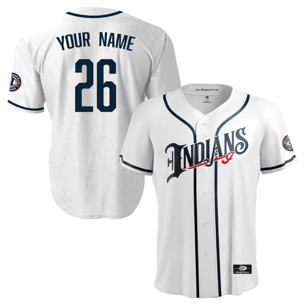 Indianapolis Indians Adult Customizable Home White Replica Jersey ...