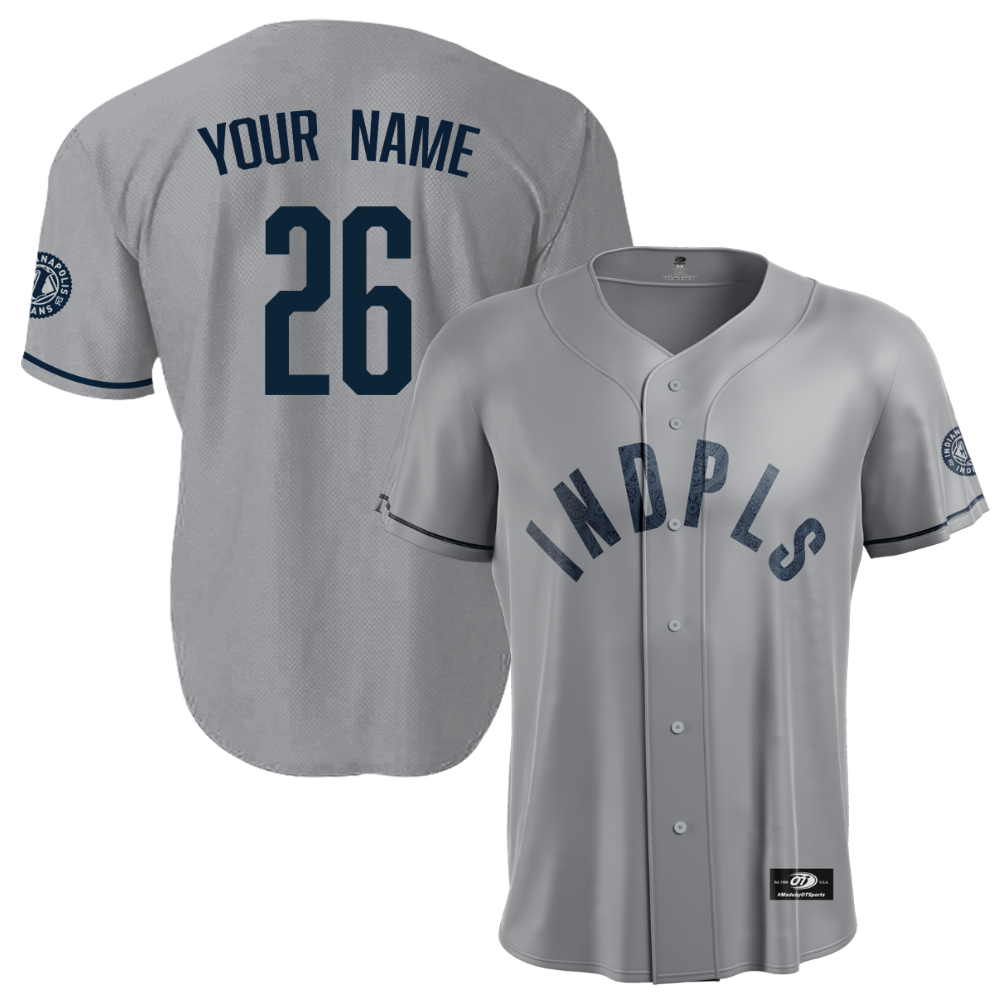 Indianapolis Indians Adult Customizable Road Grey Replica Jersey ...